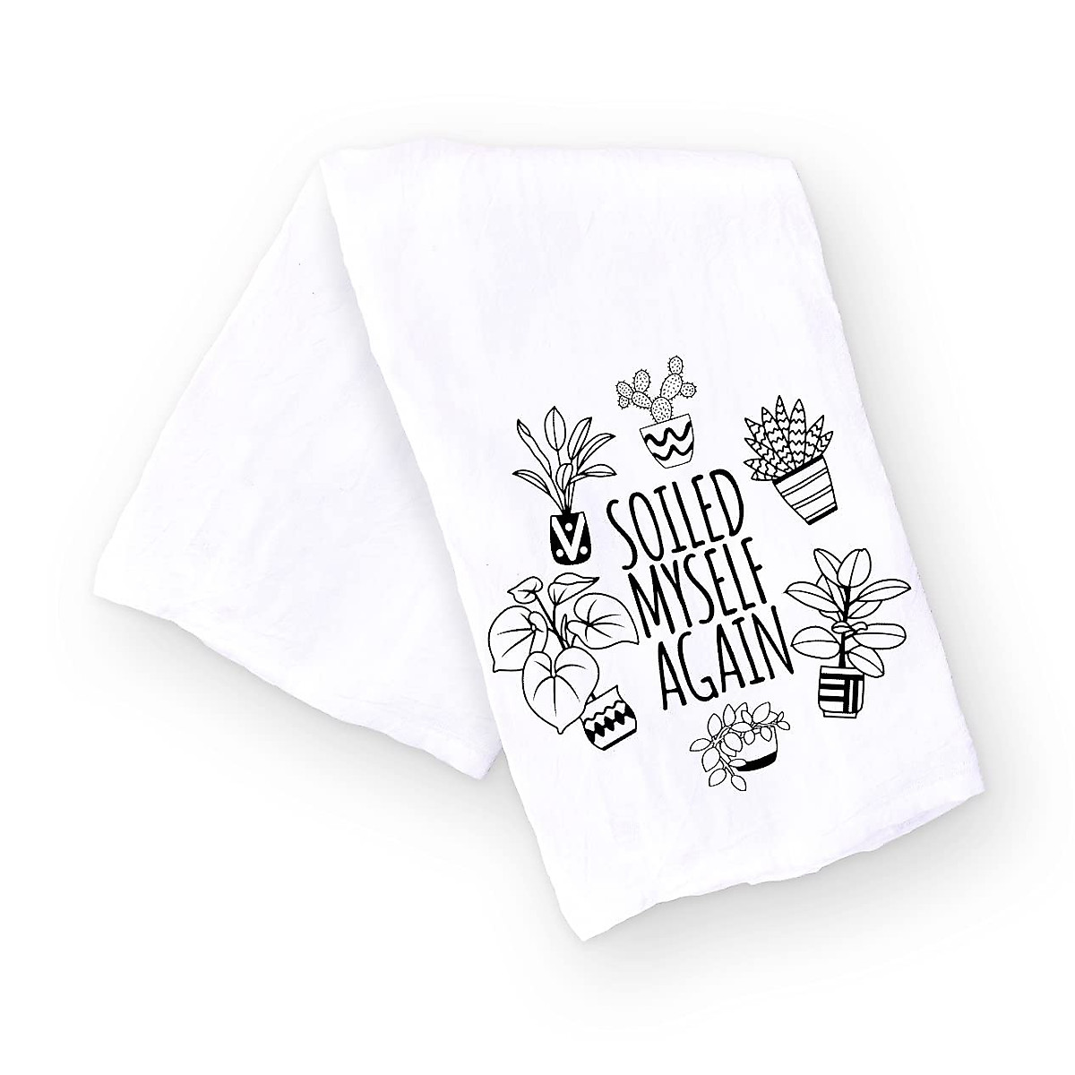 Handmade Funny Kitchen Towel - 100% Cotton Cheeky Soiled Myself Again Dish Towel for Plant Lovers - 28x28 Inch Perfect for Housewarming Christmas Mother's Day Birthday Gift (Soiled Myself Again)