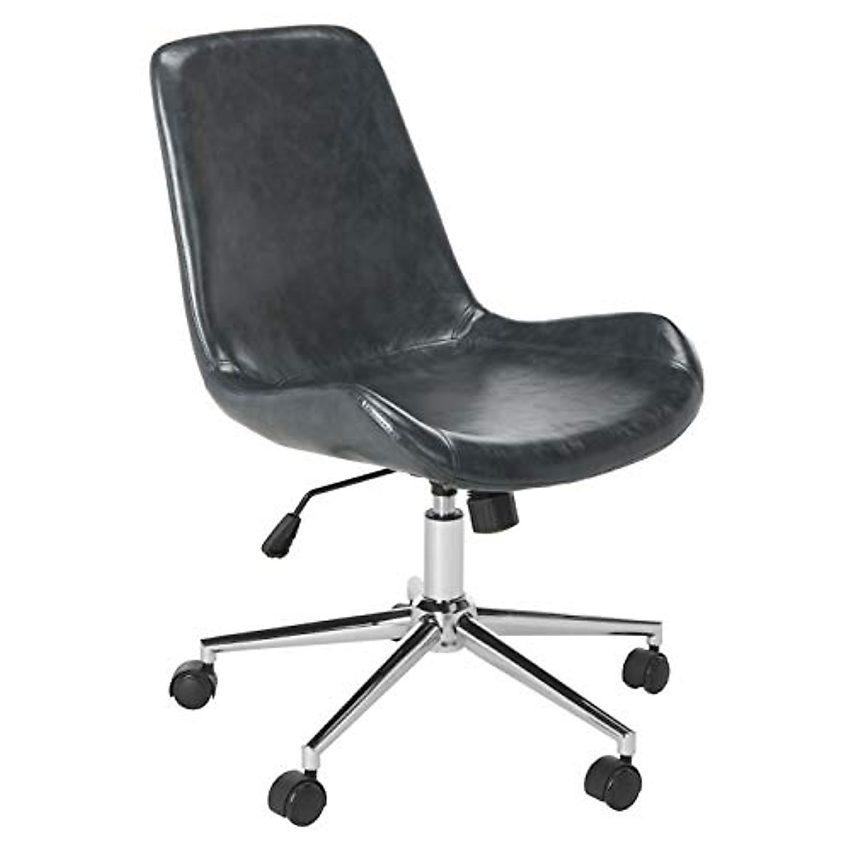 SAFAVIEH Home Collection Fletcher Dark Grey Faux Leather/ Chrome Swivel Adjustable Height Office Desk Chair