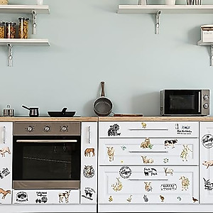 Whaline 12 Sheet Farmhouse Rub on Transfer for Furniture and Crafts Rustic Animals Letters Rub on Transfer Furniture Stickers Decal for Farmhouse School Home Office DIY Art Craft Decor, 5.5 x 5.5 Inch