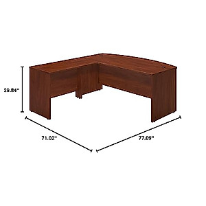 Bush Business Furniture Series C Elite 72W x 36D Bowfront Desk Shell with 42W Return in Hansen Cherry