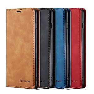 EYZUTAK Premium PU Leather Flip Folio Case for Samsung Galaxy S8, Protective Case with Kickstand Card Slot Magnetic Closure Shockproof Wallet Cover for Samsung Galaxy S8 - Black