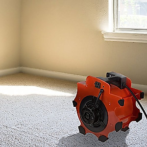 Blower Fan - 3-Speed Heavy-Duty Floor and Carpet Dryer - Portable Air Mover with 4 Different Angles for Basements, Cars, or Garages by Stalwart (Red)