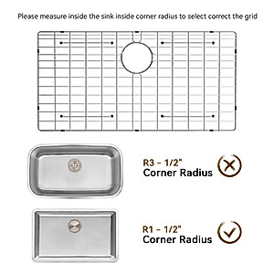 Sink Protector Grid, Sink Grids for Bottom of Kitchen Sink with Corner Radius 3-1/2",27-9/16" x 14-9/16" Sink Protector, Stainless Steel Material (27.7"W x 14.7"D x 1"H)