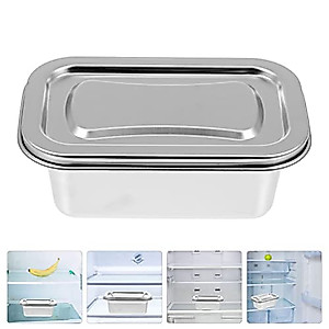 Hemoton Reusable Ice Cream Storage Containers with Lids Stainless Steel Food Keeper Freezer Box Insulated Ice Cream Tub for Refrigerator Home Made Ice Cream