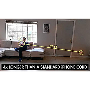 vCharged 12 FT Longest 2 Pack MFi Certified Lightning Cable Nylon Braided USB Long iPhone Charger for Apple iPhone 14 Pro Max, 13, 12, 11/Mini/XR, XS, X, 8, 7, 6, iPad, Airpods, Updated Cables - White