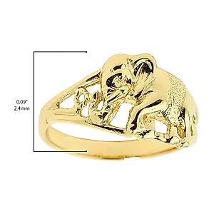 14k Yellow Gold Indian Elephant Open Band Ring - Size 6-1/2