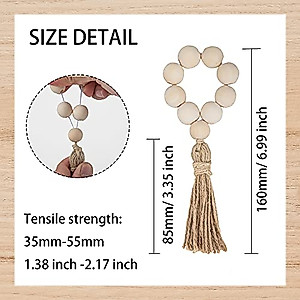 Wood Bead Napkin Rings Natural Wooden Beads Napkin Holders with Tassels Elastic Wooden Napkin Buckles for Christmas Farmhouse Wedding Home Table Decoration (6)