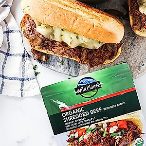 Wild Planet USDA Organic Shredded Beef with Beef Broth, No Salt Added, 3 oz Pouch (Pack of 1)