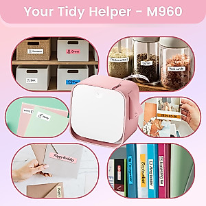 Vixic M960 Label Maker, Bluetooth Labeler, Portable Mini Label Printer, Inkless, Multiple Icons, Home School Office Use
