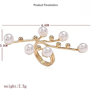 Big Branch Pearl Statement Ring for Women Gold Balls Faux Pearls Antique Expandable Layered Open Band Wrap Finger Rings Adjustable Comfort Fit Art Deco Exaggerated Jewelry
