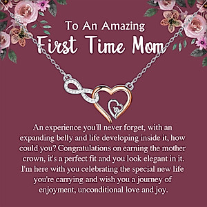 MYOSPARK Mommy To Be Gift New Mom Necklace First Time Mom Message Card Jewelry Baby Announcement Jewelry Gift (First Time Mom Card NL)