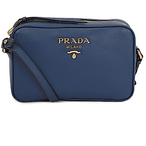Prada Royal Blue Vitello Phenix Leather Shoulder Camera Bag 1BH103