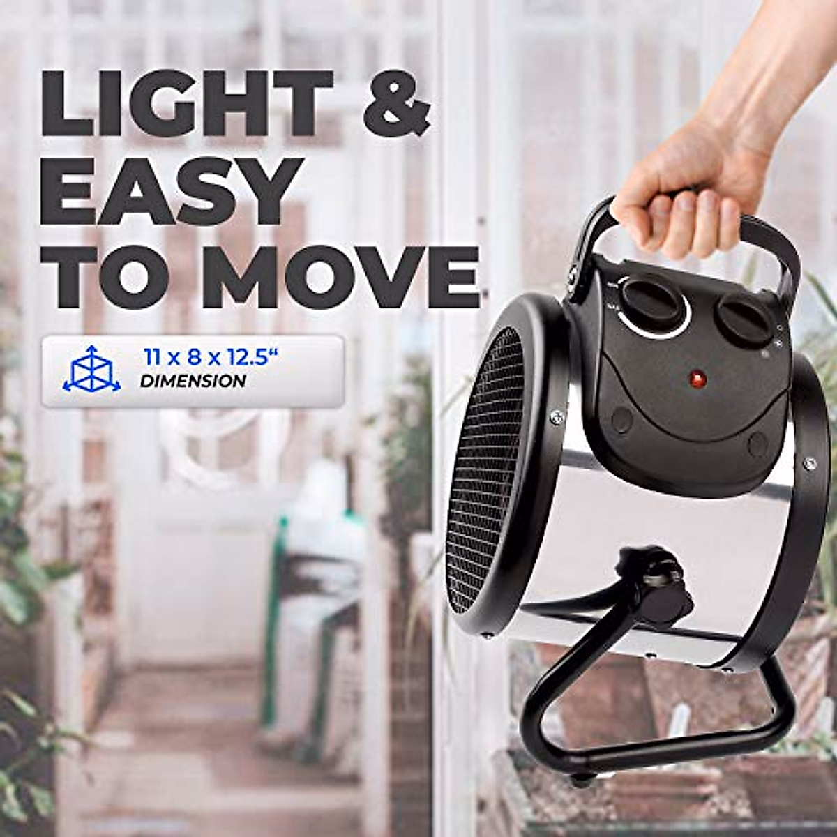 Bio Green PAL 2.0/USDT Palma Greenhouse Heater incl. Digital Thermosta, 11 x 8 x 12.5" / 280 x 195 x 315 mm