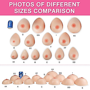 Vollence D Cup Self Adhesive Silicone Breast Forms Fake Boobs for Mastectomy Prosthesis Crossdresser Transgender Cosplay Nude