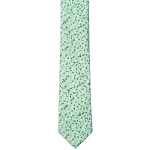 ZENXUS Mens Cotton Skinny Floral Light Sage Tie Combo Set with Pocket Square