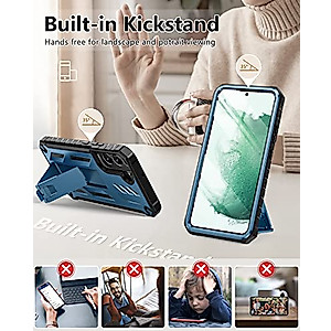 FNTCASE for Samsung Galaxy S22 Plus Case: Shockproof Durable S22+ Cell Phone Cover with Built-in Kickstand | TPU Bumper Textured | Full-Body Protective Rugged Belt-Clip Holster Designed Blue