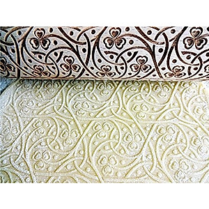 IRISH CLOVER KNOT Embossing Rolling Pin. Dough Roller with Shamrock Pattern for Homemade Cookies and Pottery by Algis Crafts