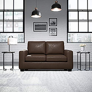 Edenbrook Wasatch Upholstered Loveseat with Track Arms – Mid Century Modern Couch, Loveseat, Oxford Brown