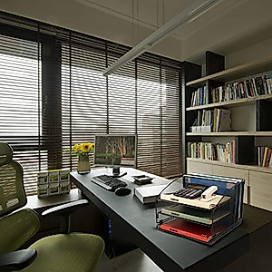 OUTWOLF Desk File Organizer,Paper Letter Tray Organizer,Mesh Desktop File Folder Hoder Organizer, Metal Document File Tray,Black