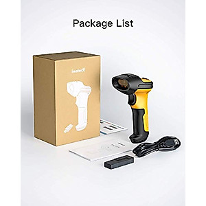 Barcode Scanner, Inateck Wireless Scanner, 2.4 GHz Adapter, 2600mAh Battery, 60M Range, Automatic Scanning, P6