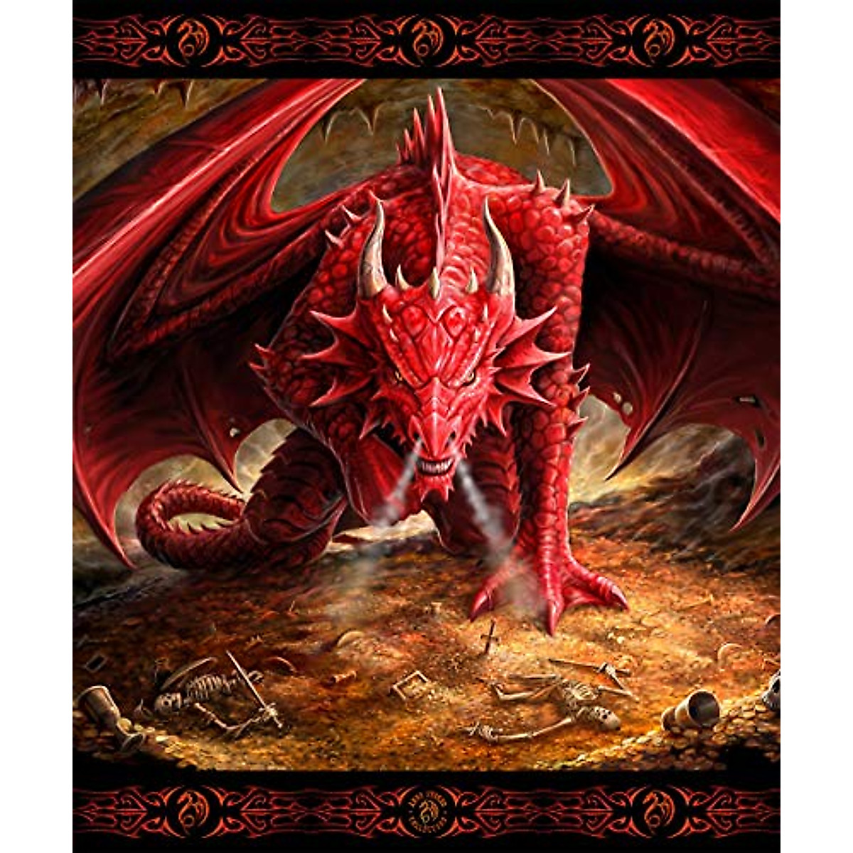 Anne Stokes Signature Silk Touch Sherpa Lined Throw Blanket, Dragons Lair