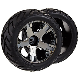 Traxxas 3776A Anaconda 2.8" Tires Assembled on All-Star Black-Chrome Wheels