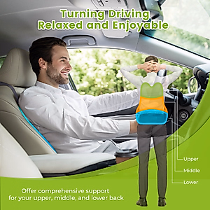 Lumbar Support Pillow for Car - Back Support for Medium to Large Vehicles - Soft Memory Foam Car Seat Cushion for Back Pain Relief - Dual Adjustable Straps Securely Fixed Car Lumbar Support -Black