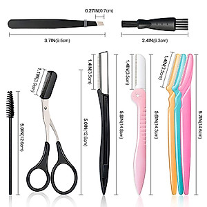 14 in 1 Eyebrow Razor Kit, Professional Dermaplane Face Razor for Women, Eyebrow Trimmer for Hair & Peach Fuzz Remover, Face Shavers for Women with Eyebrow Tweezers/Scissors/Clipper/Spoolie Brush