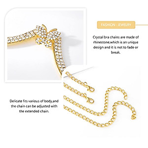 Jeweky Rhinestone Body Chain Gold Chest Bracket Chains Bra Body Jewelry Bikini Nightclub Body Jewelry Accessories for Women