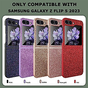 NINKI Compatible Samsung Galaxy Z Flip 5 5G Case with Screen Protector,Luxury Glitter Shiny Rhinestone Diamond Z Flip 5 Cover,Bling Samsung Flip 5 Case Sparkle Phone Case for Samsung Z Flip 5 Case Red