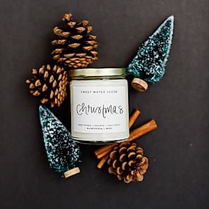 Sweet Water Decor Christmas Scented Candle | Cinnamon, Trees, Orange, and Clove Scents | Christmas Candles and Decor for Home | 9oz. Clear Jar Soy Candle, Made in the USA