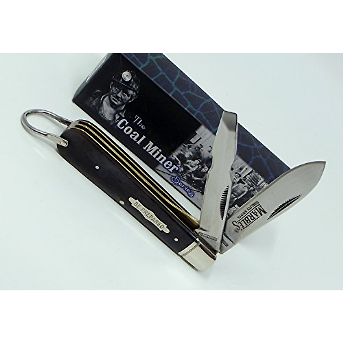 Coal Miner Pocket Knife Buffalo Horn Handles Electrician's Knife Blunt Tip Blade and Spear Blade