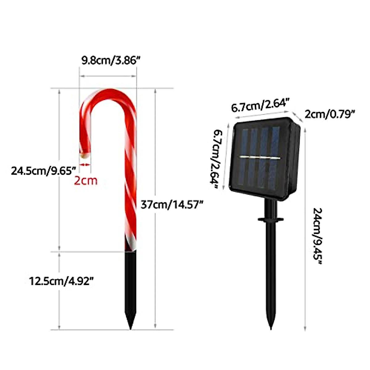 CHIHUOBANG Led Christmas Candy Cane Lights Set Solar Panel or Battery Powered Stake Light for Home Garden Passage Courtyard Decoration Outdoor Lawn Lamp led Christmas Candy Cane Light