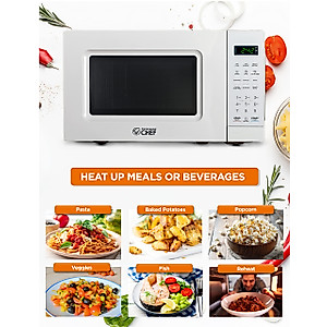 COMMERCIAL CHEF 0.7 Cu Ft Microwave with 10 Power Levels, 700W Microwave with Digital Display, Countertop Microwave with Child Safety Door Lock, Programmable with Push Button, White