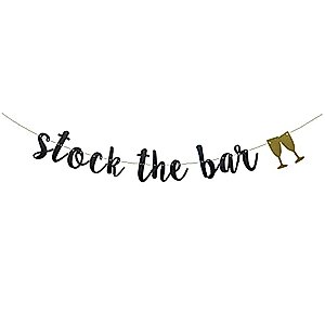 ZHAOFEIHN Black Glitter Paper Party Decorations for Bachelorette / Bridal / Wedding / Birthday party Supplies Letters Black Stock The Bar Banner