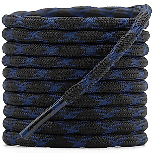 DELELE 2 Pair Round Wave Non Slip Outdoor Mountaineering Climbing Shoe Laces String Rope Blue&Black Hiking Shoelaces Men Women Shoestrings-55 inch