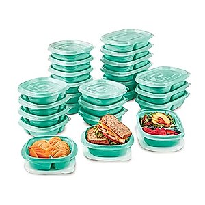 Rubbermaid 50-Piece Food Storage Containers with Lids for Lunch, Meal Prep, and Leftovers, Dishwasher Safe, Teal Splash