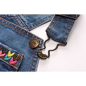 KIDSCOOL SPACE Baby & Little Girls Denim Overalls,Jean Workwear,Deep Blue,3-4 Years