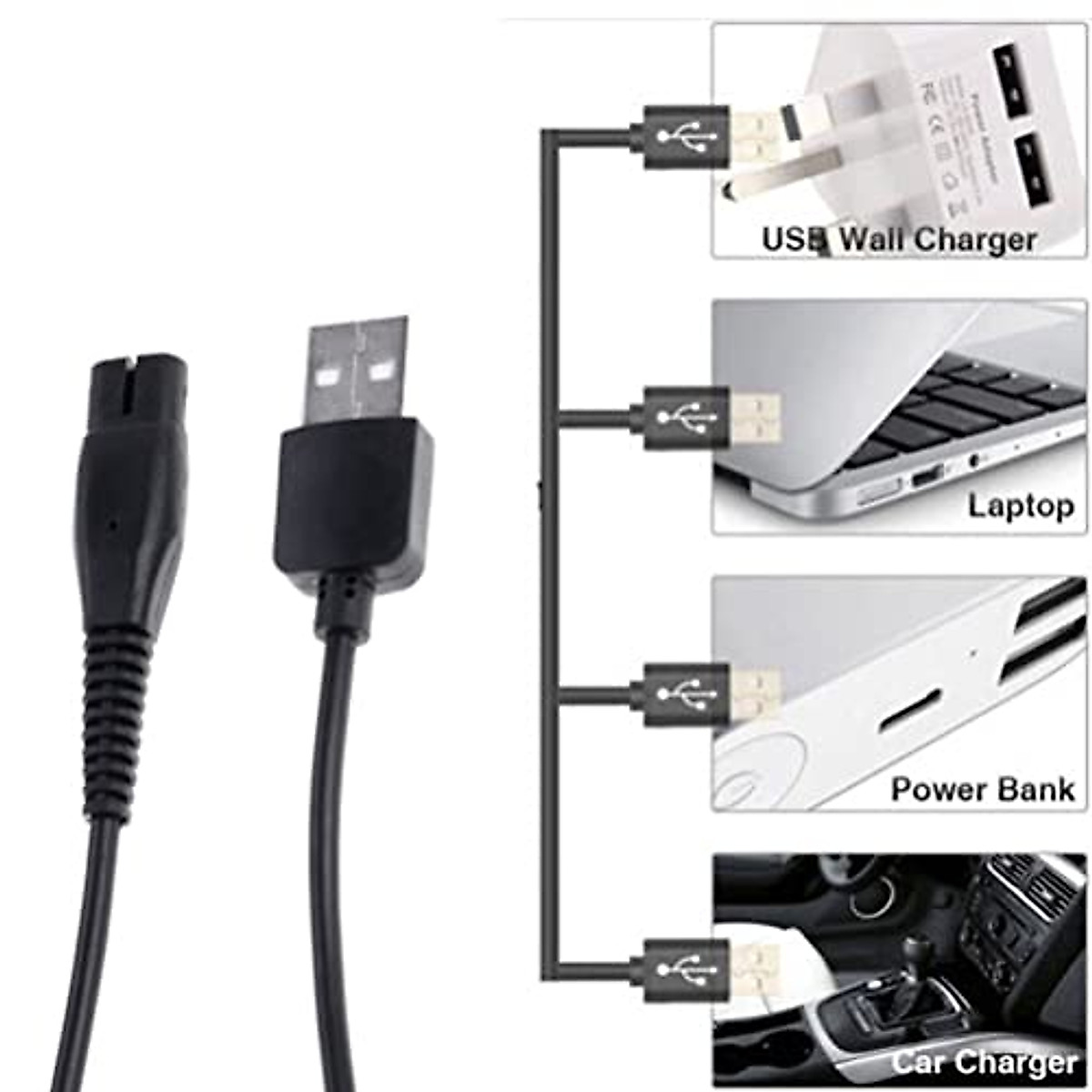 5V USB Charging Cable for Philips Shaver A00390 One Blade QP2520 QG3340 Charger Cord Adapter Electric Shaver USB Plug Charging RQ310 RQ311 RQ312 RQ320 RQ330 RQ350
