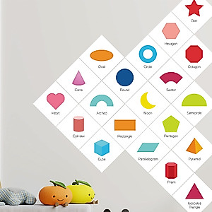 20 Pieces Shapes Wall Decals Stickers for Kids Removable Wall Vinyl Decals Kids Nursery Educational Wall Stickers for Preschool Classroom Toddlers Bedroom Playroom Wall Decorations