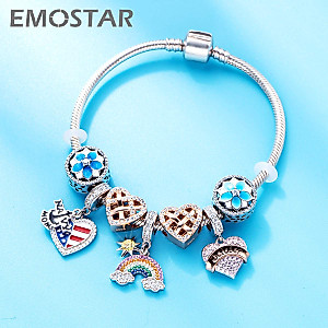 EMOSTAR Reflexions Rainbow Cloud and Sun with Colorful CZ Dangle Charms,925 Sterling Silver You Are My Sunshine Pendant Bead fits First Mothers Day Bracelet, Gift for Lover/Women