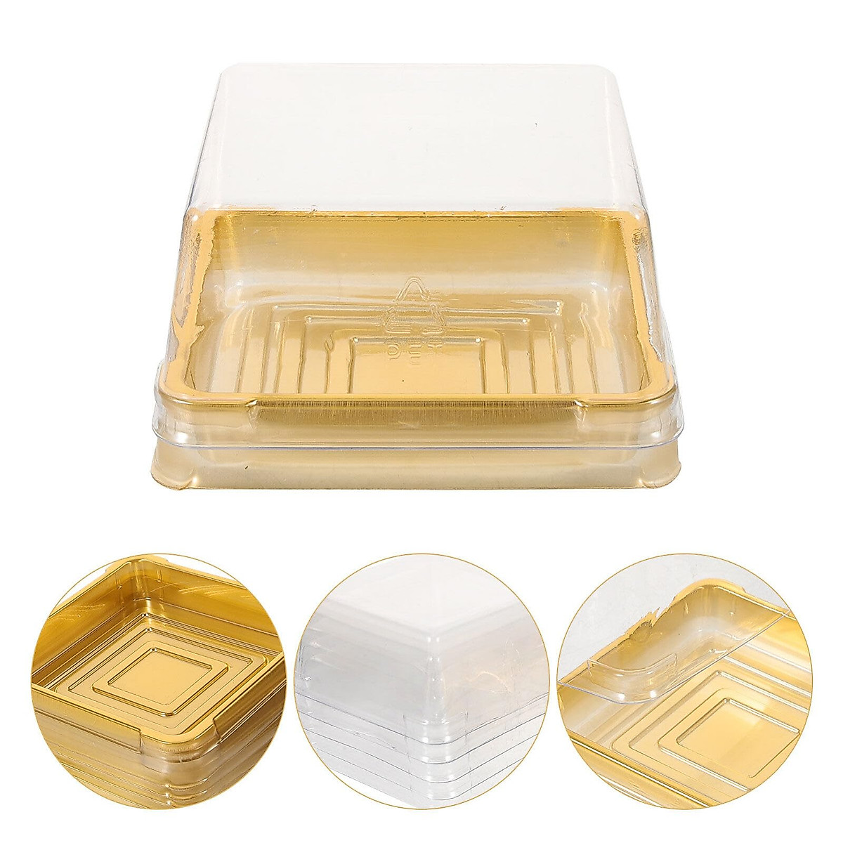 Healvian 50pcs Boxes Muffins Moon Cake Containers Dessert Containers with Lids Mousse Container Cake Carrier Cake Container with Lids Mini Cupcake Container Plastic Display Stand Household