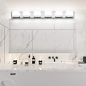 Tipace Modern 6 Lights LED Vanity Light for Bathroom Up and Down Chrome Bathroom Wall Light Fixtures Over Mirror(White Light 6000K)
