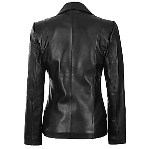 Blingsoul Women's Black Leather Jacket | [1302975] Surrey Black, XL