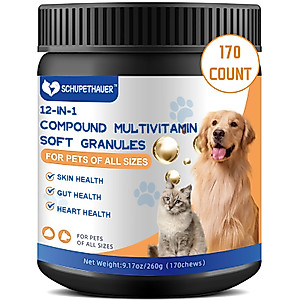 Pet Nutritional 12-in-1 Multivitamin Soft Chews Supplement for Dogs & Cats – Immune, Skin, Coat, and Digestion Support with Vitamins A, B, C, D, E & Minerals (170 Chews)