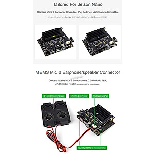 USB Audio Codec for Jetson Nano, USB Sound Card Driver-Free Plug and Play Support Recording and Playback Built-in Microphone and Speaker Header @XYGStudy