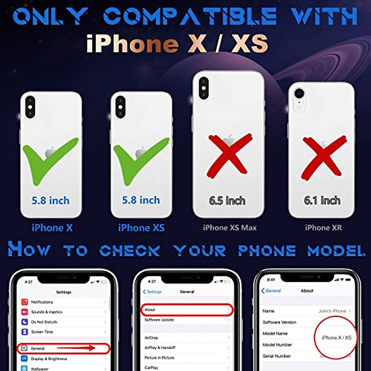 Coralogo for iPhone X/iPhone Xs Case Astronaut Cute for Women Girls Girly Unique Black Phone Cases with Astronaut Hidden Stand Kickstand 6D Design Cover for iPhone X/XS 5.8 inch