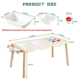 Beright 5 in 1 Children's Table, Play Sand Indoor Sensory Table, Kids Art Table Drawing Table with Paper Roll & Paint Cups, not with Storage Bin, Upgraded