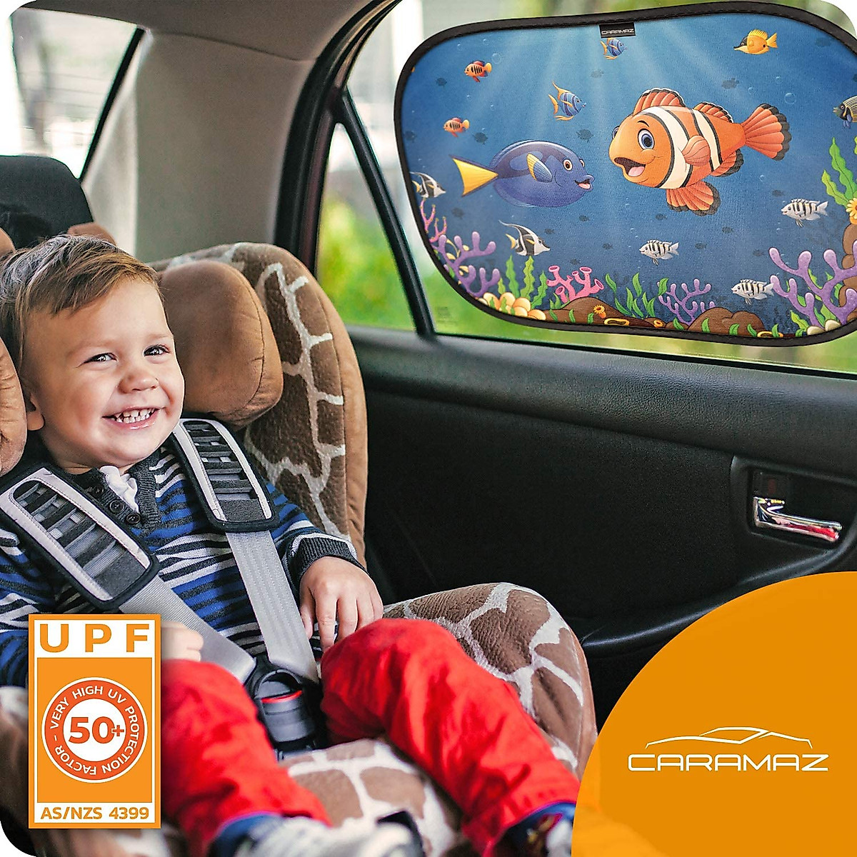CARAMAZ Car Window Shade for Baby with Certified UV-Protection 2 Pack - 20"x12"
