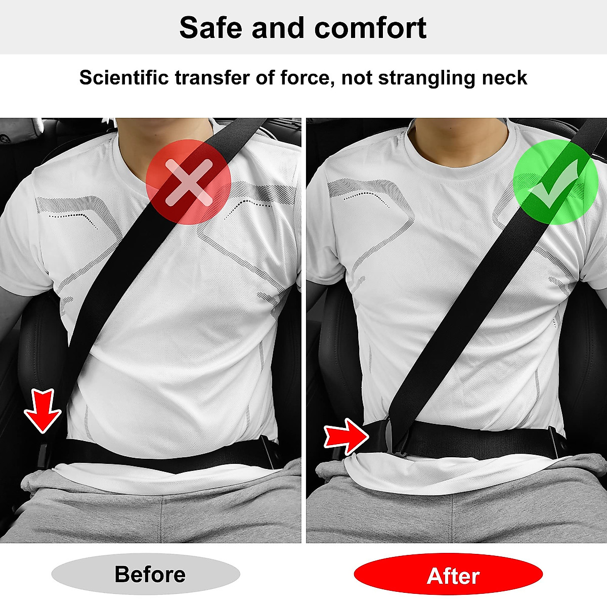 qijk Seat Belt Clips Seat Belt Adjuster Seat Belt Adjuster Clip Adult Children Pregnant Women Comfortable Universal Shoulder and Neck Seat Belt Positioner Latch 2 Pieces